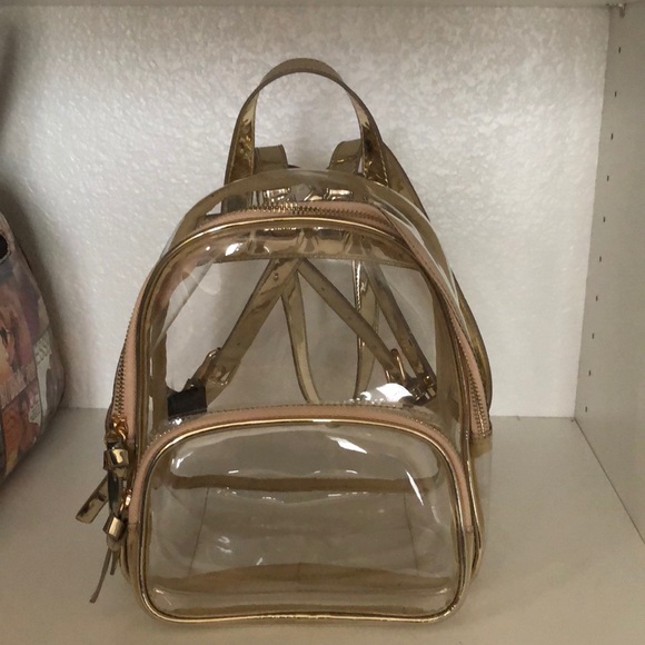 Bags | Nwt See Through Mini Back Pack With Gold Zipper | Poshmark